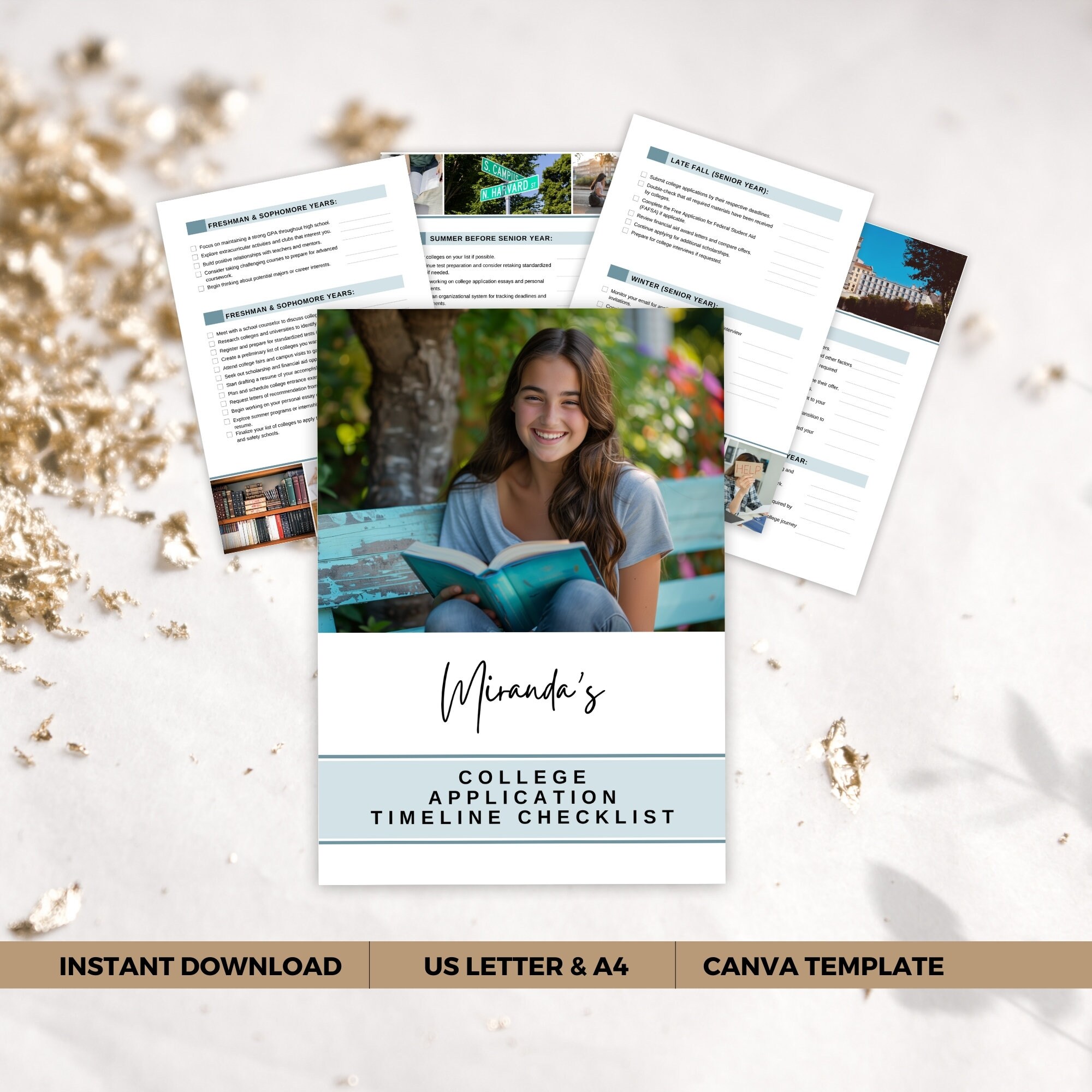 College Application Timeline Checklist Template, Teen Visual Organization, Girls High School ...