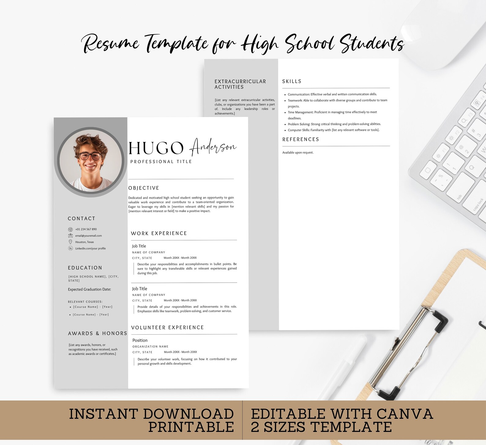 High School Student Resume, First Job Application, Internship CV ...