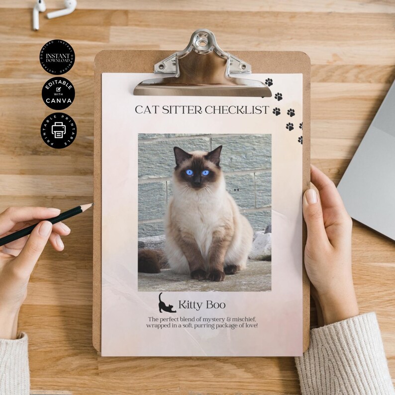 Pet Cat Sitter Checklist Template, Cat Sitting Away Holiday Care ...
