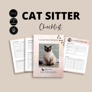 Pet Cat Sitter Checklist Template, Cat Sitting Away Holiday Care ...
