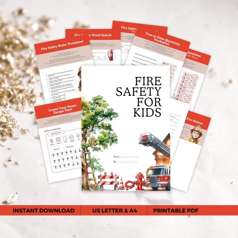 Fire Safety for Kids Worksheet, Printable Children Activity for ...