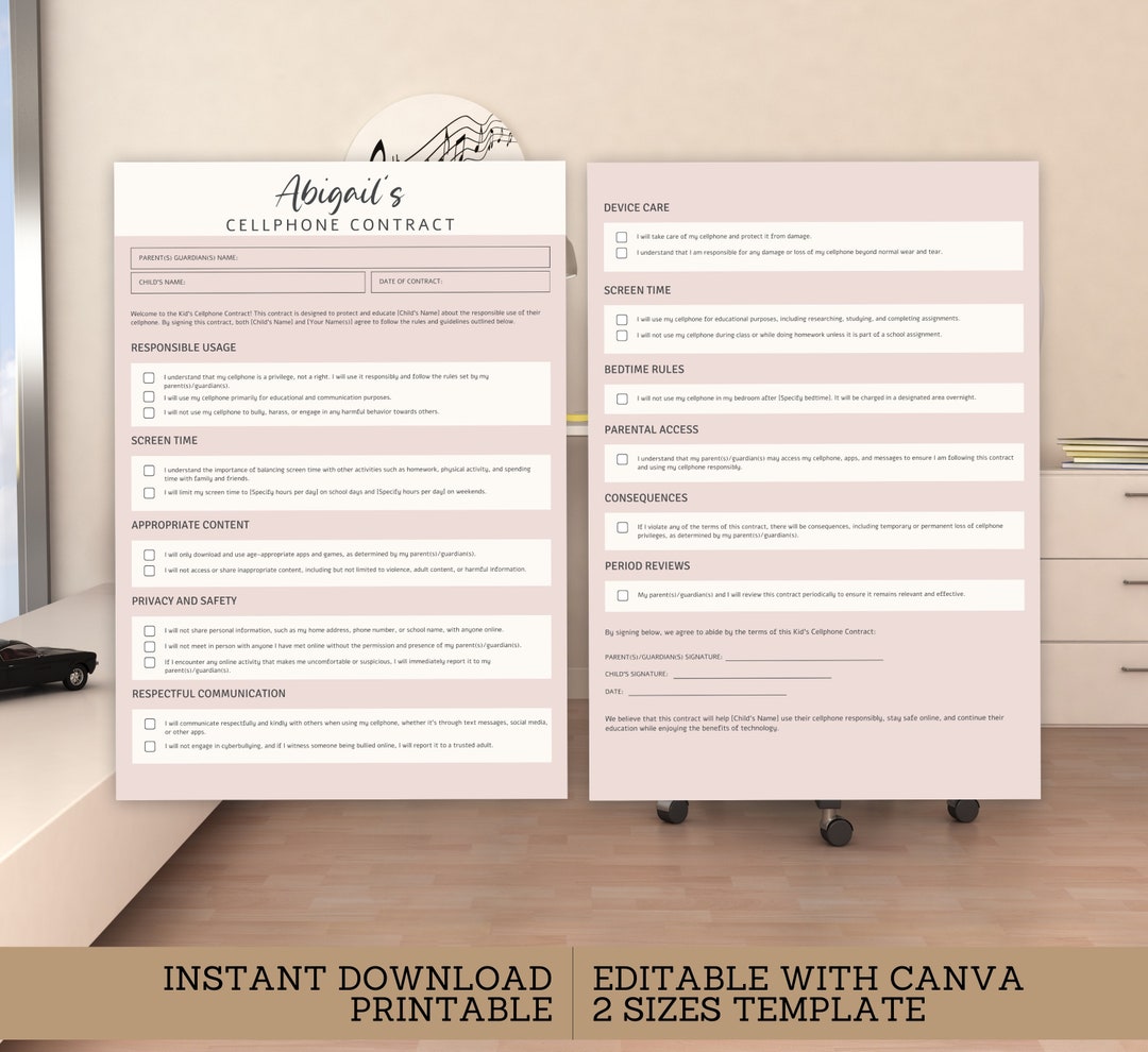 Teenager Cell Phone Contract Template, Teen Mobile Phone, Smart Phone ...