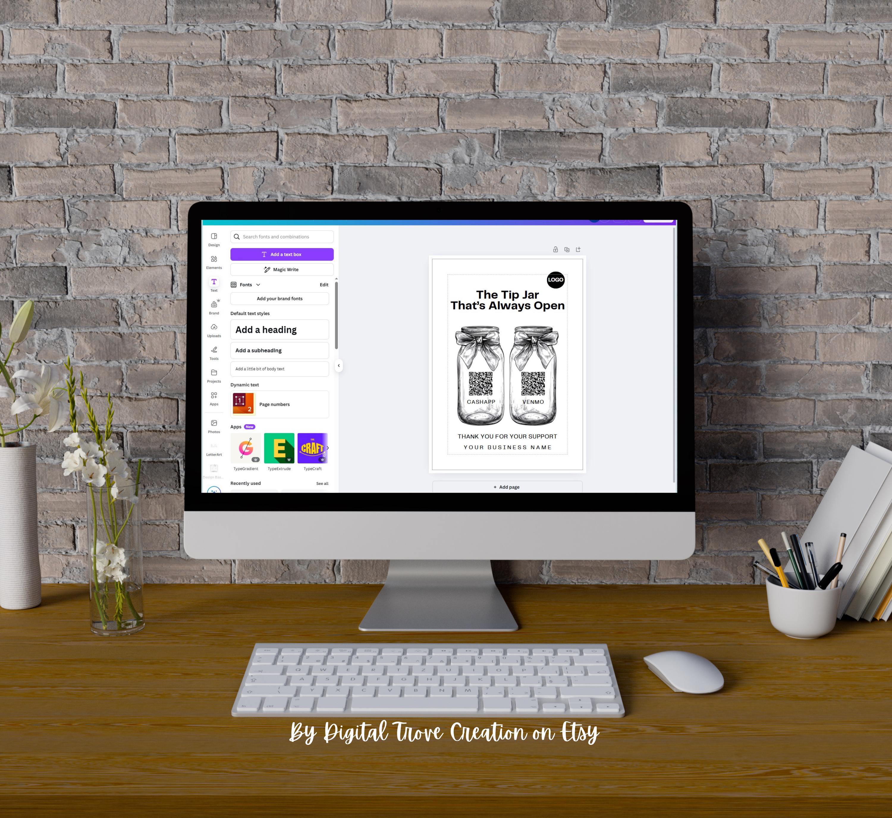 Editable Virtual Tip Jar, Venmo Cashapp, Payment Sign, QR Code Sign ...