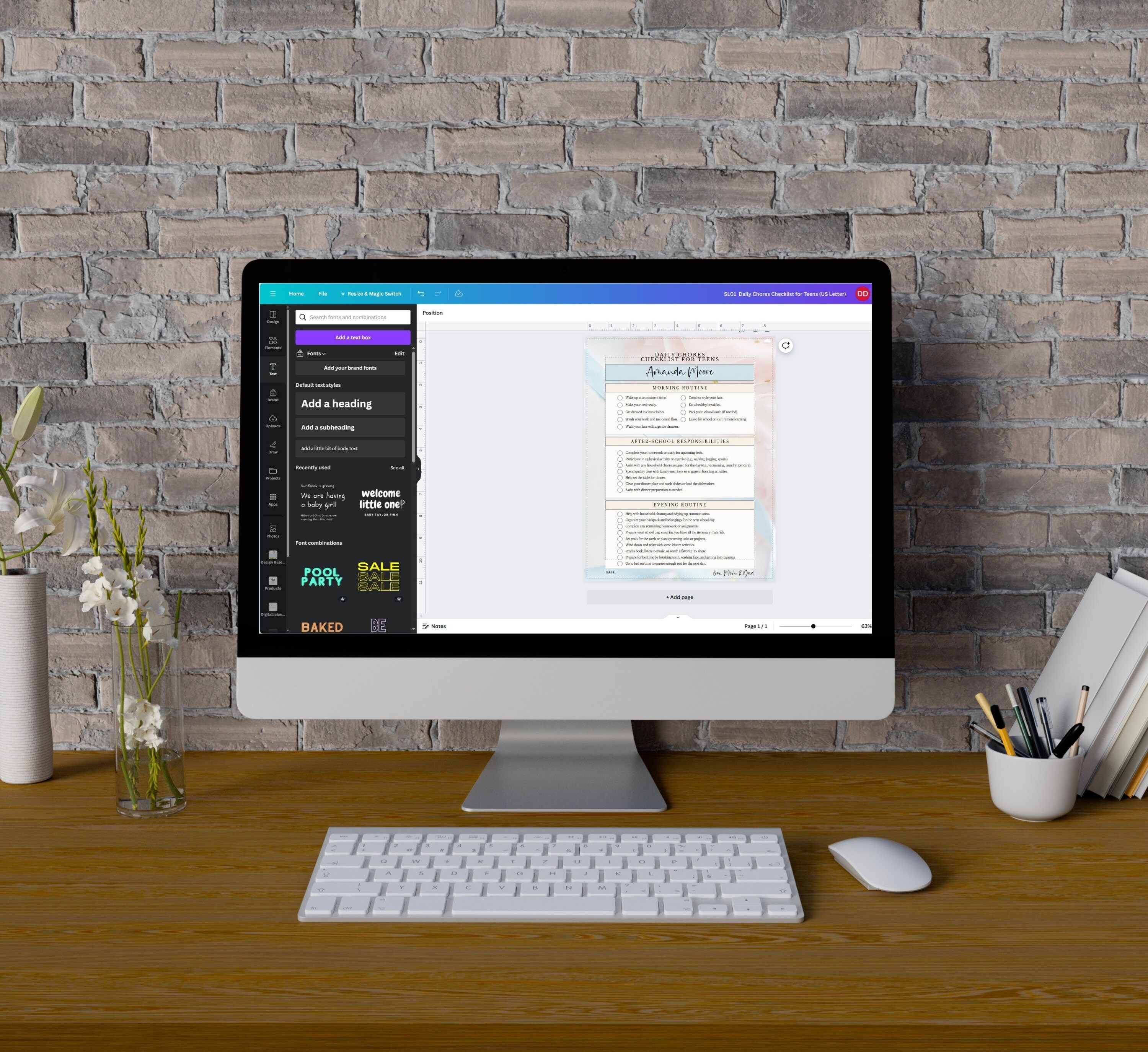 Teenager Daily Chores Cheklist Template, Teen Daily Routine List, Girls ...
