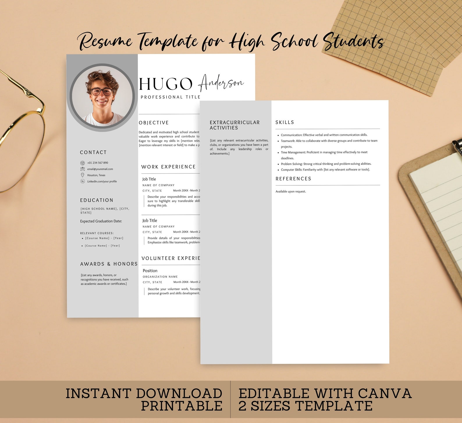 High School Student Resume, First Job Application, Internship CV ...