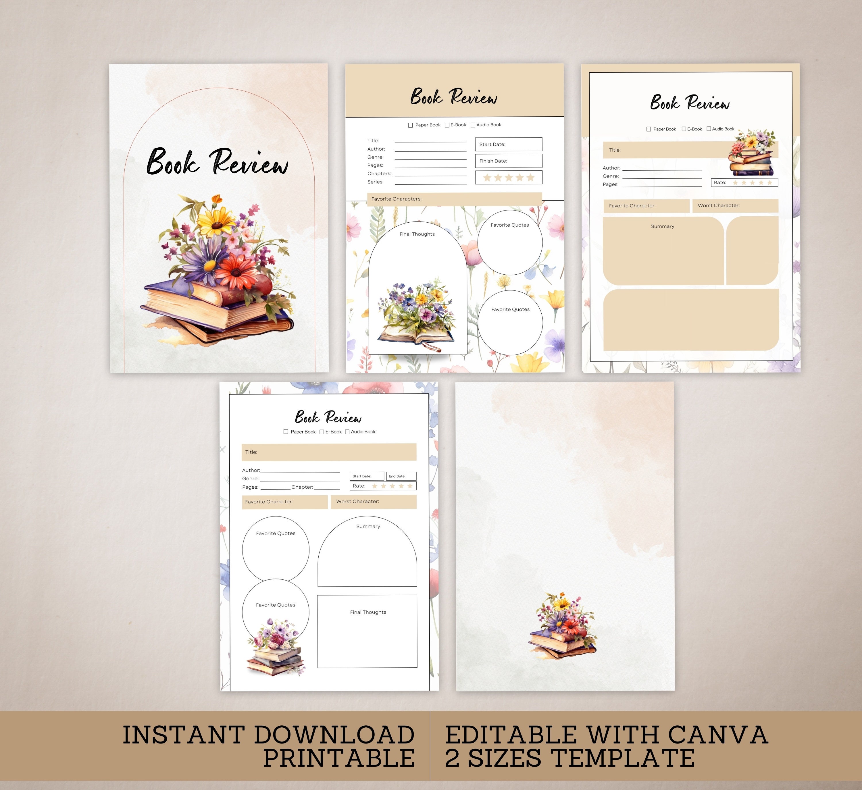 Book Review Template, Book Club Essentials , Reading Tracker, Reader ...