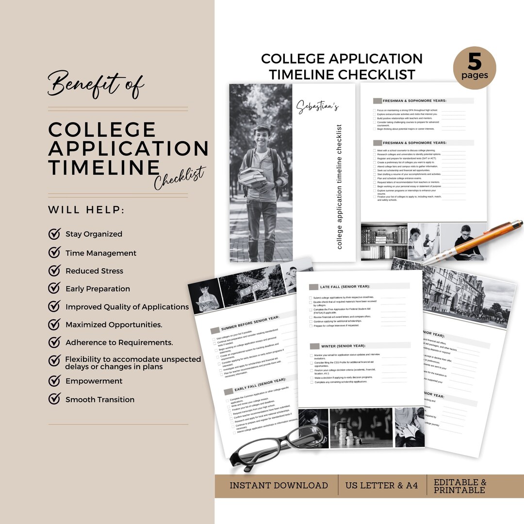 College Application Timeline Checklist Template, Teen Visual ...