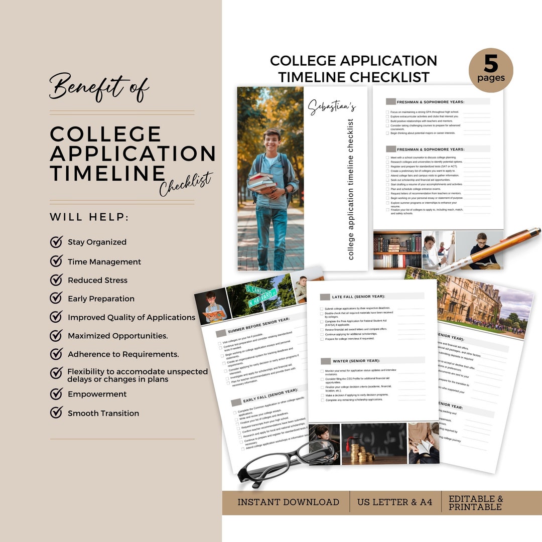 College Application Timeline Checklist Template, Teen Visual ...