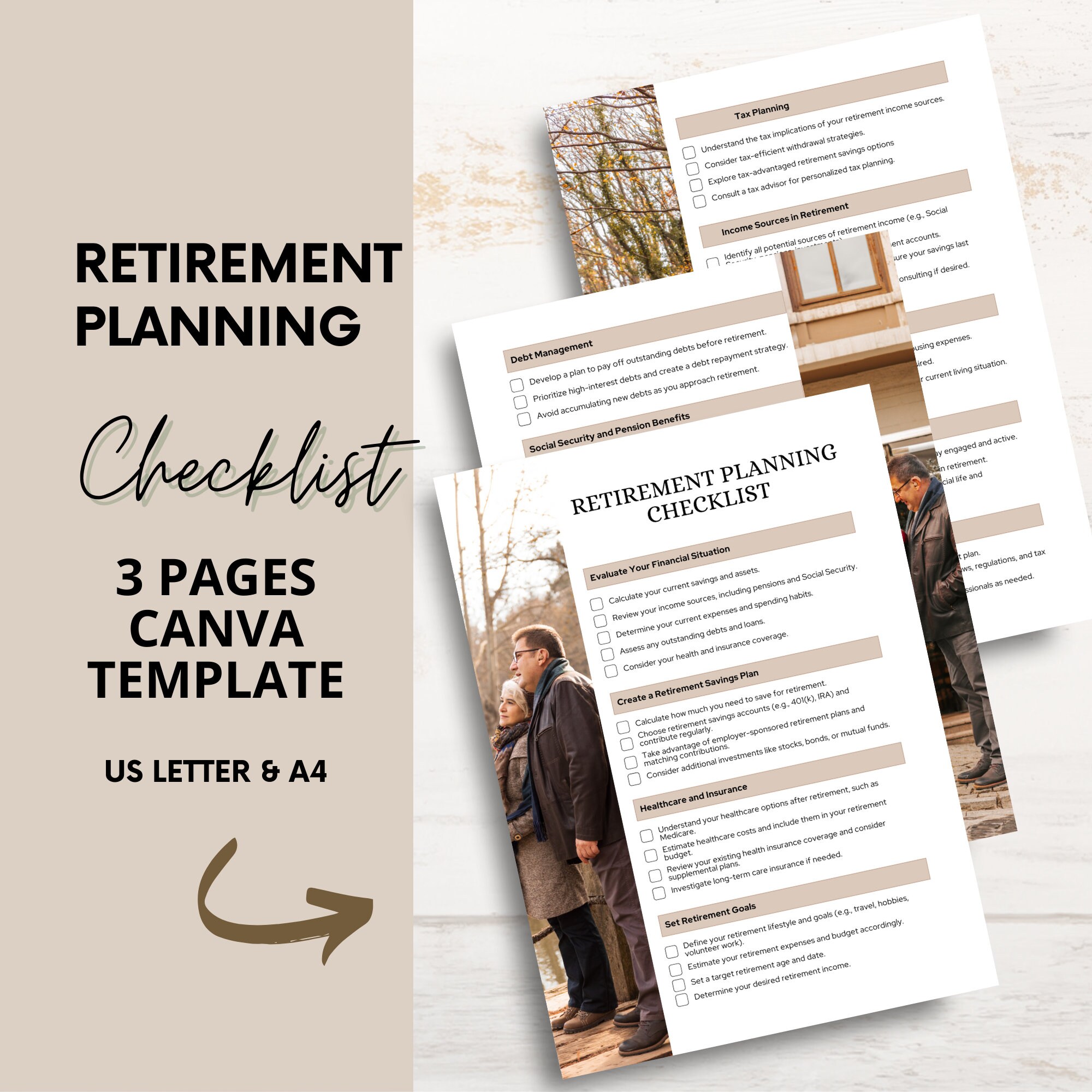 Retirement Planning Checklist Template, Retired Preparation, Organizer ...