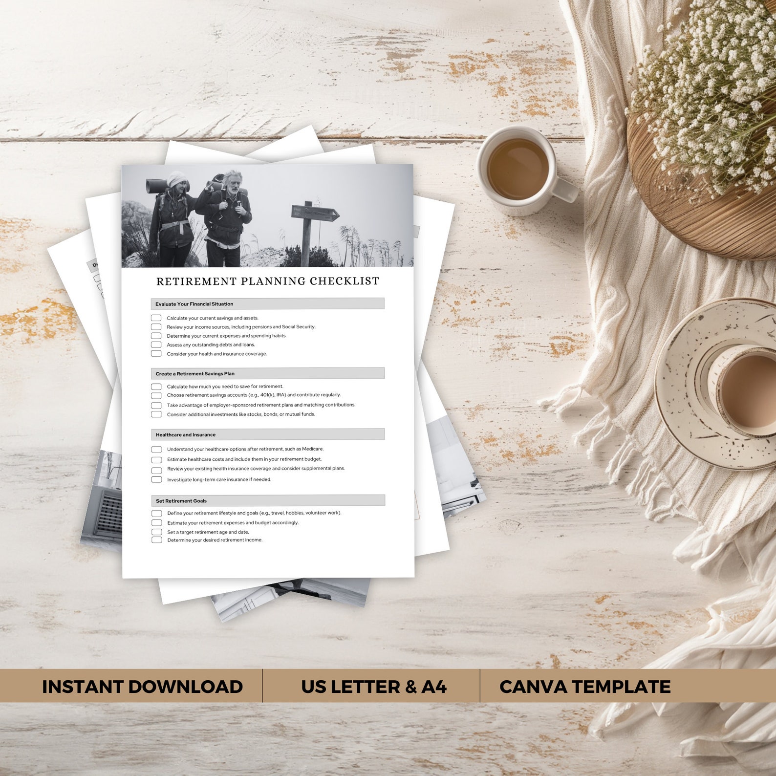 Retirement Planning Checklist Template, Retired Preparation, Organizer ...