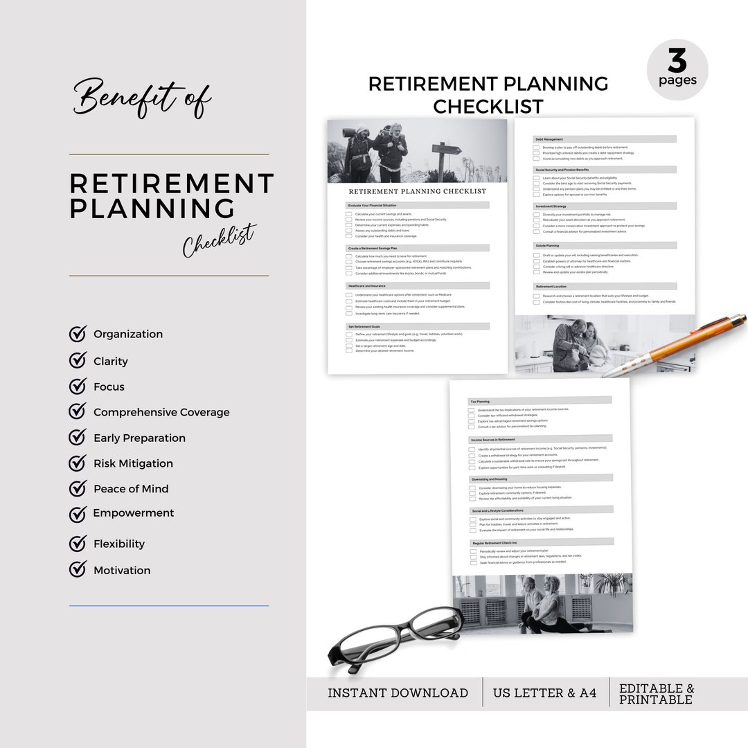 Retirement Planning Checklist Template, Retired Preparation, Organizer ...