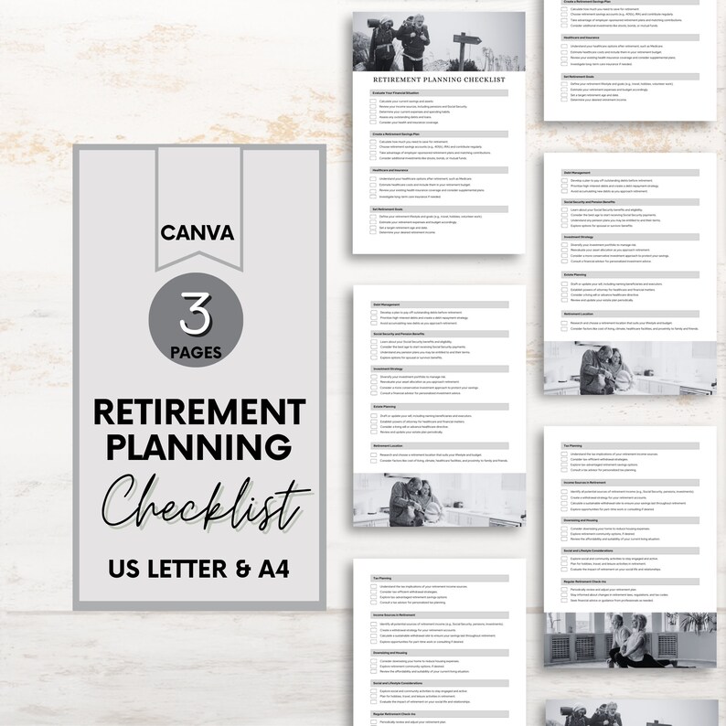 Retirement Planning Checklist Template, Retired Preparation, Organizer ...