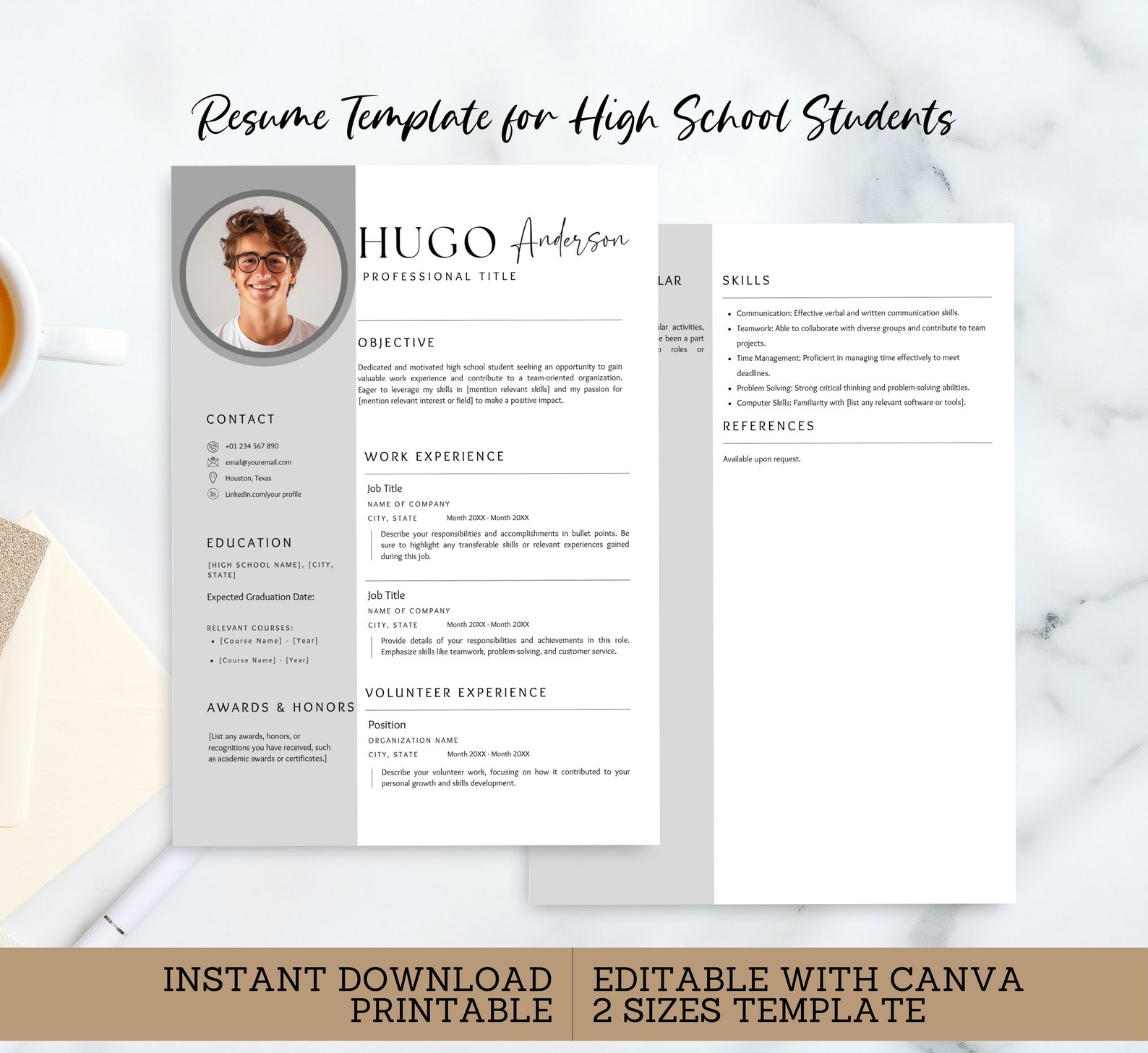 High School Student Resume, First Job Application, Internship CV ...