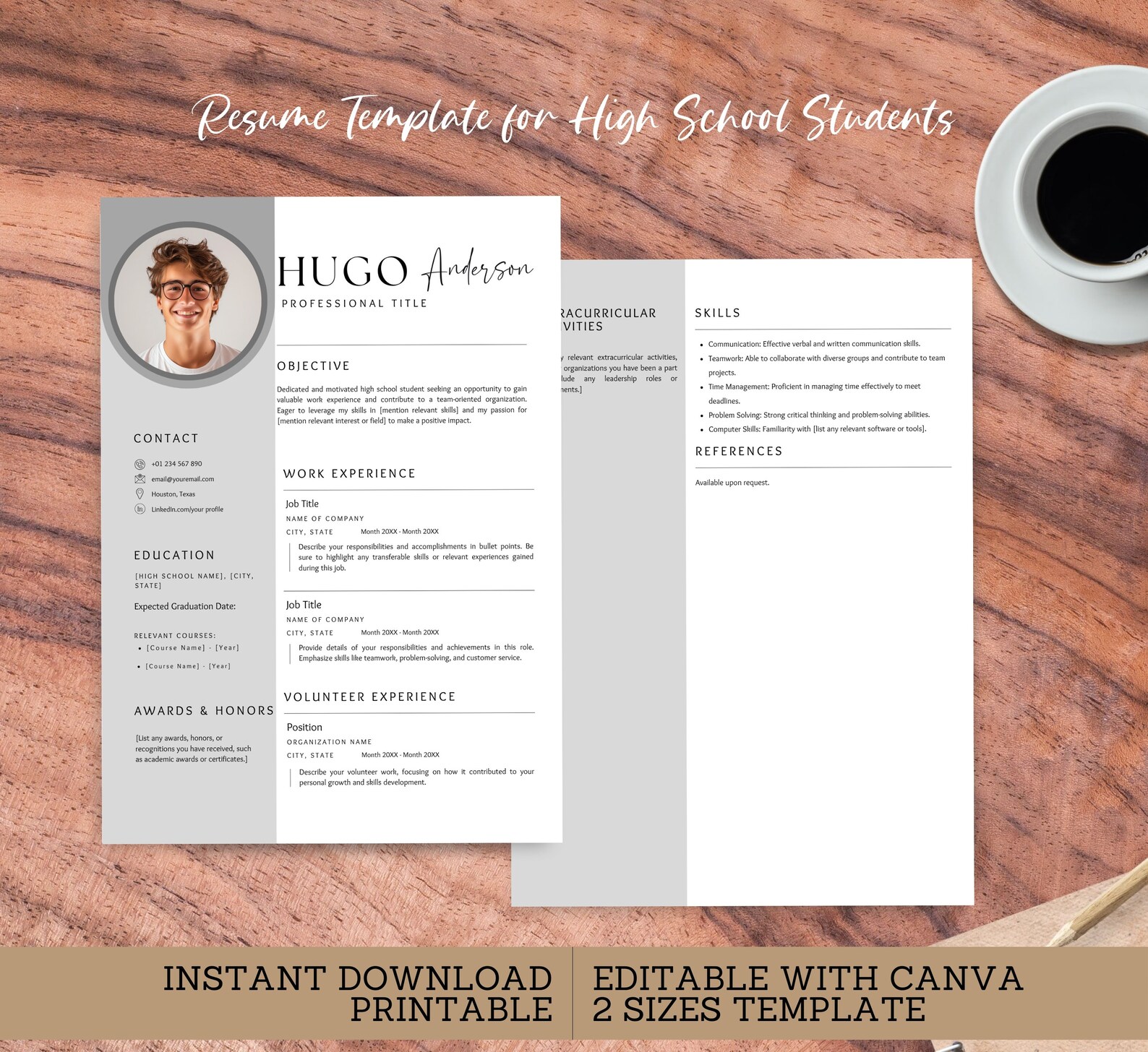 High School Student Resume, First Job Application, Internship CV ...