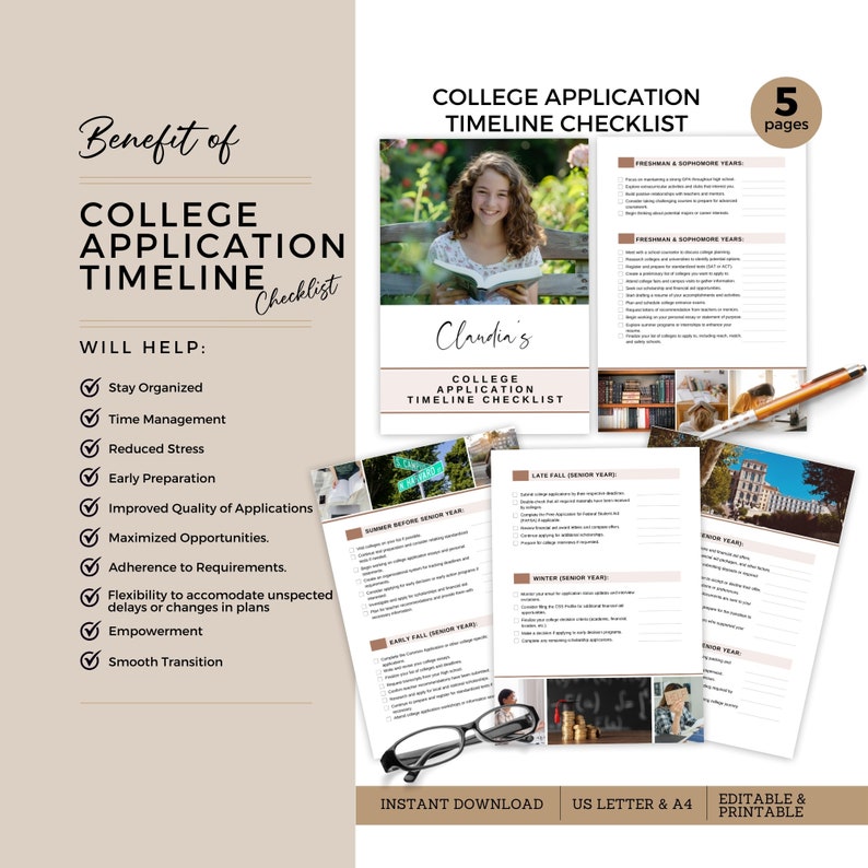 College Application Timeline Checklist Template, Teen Visual ...