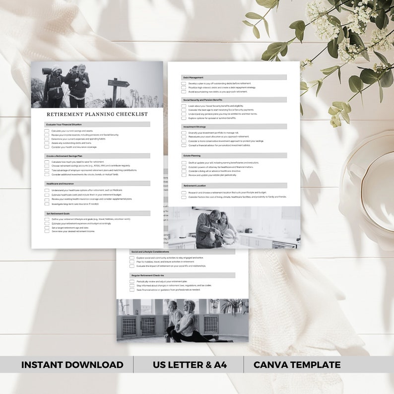 Retirement Planning Checklist Template, Retired Preparation, Organizer ...