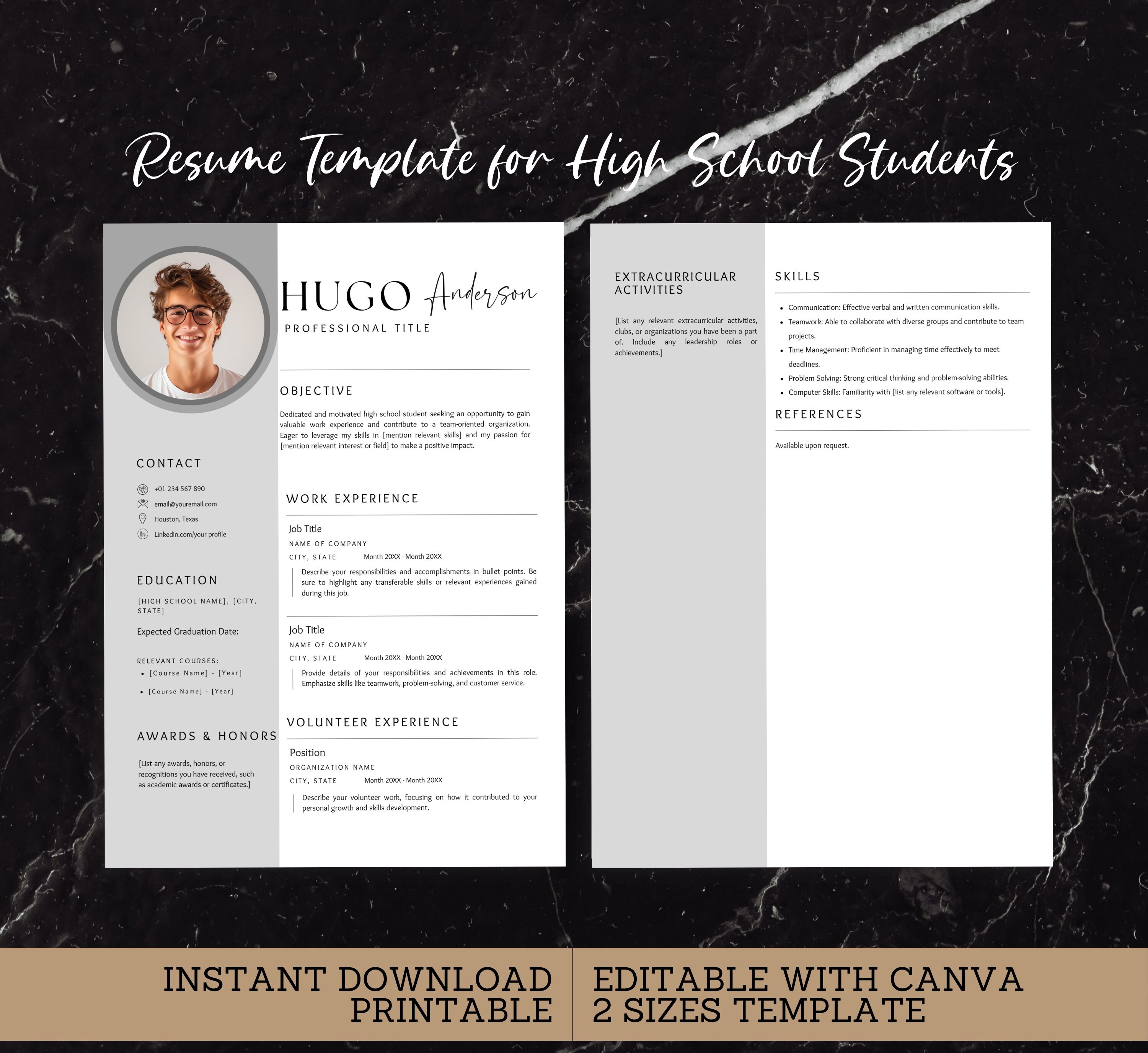 High School Student Resume, First Job Application, Internship CV ...