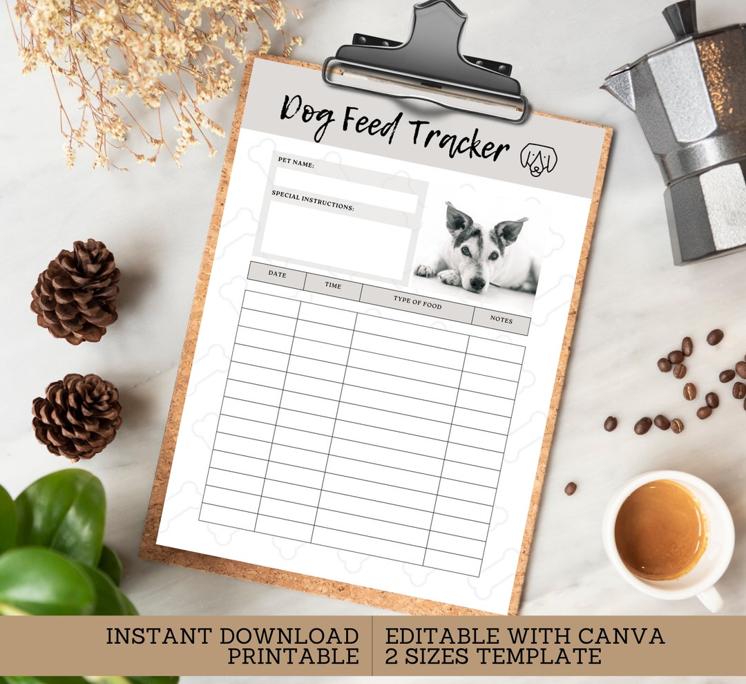 Dog Food Tracker Template, Puppy Meal Time Log, Mealtime Routine Plan ...