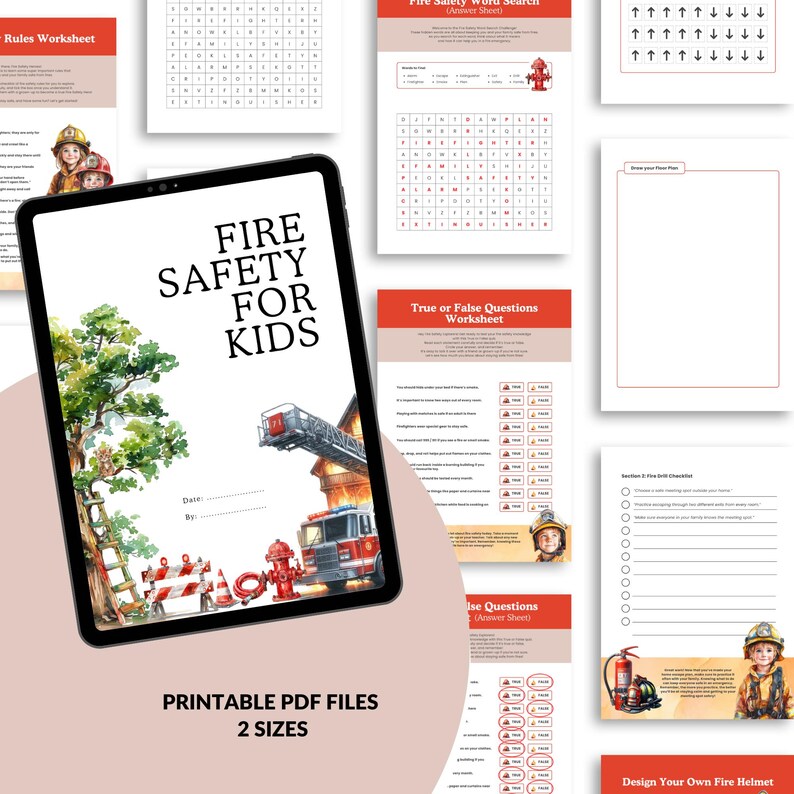 Fire Safety for Kids Worksheet, Printable Children Activity for ...