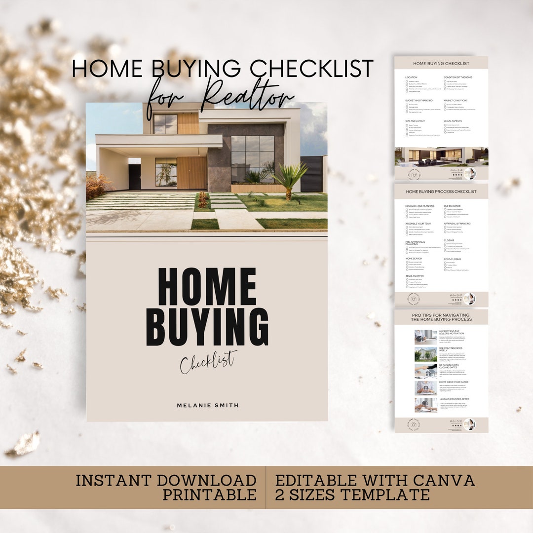 Home Buying Checklist Template for Realtor, Real Estate Agent, Buyer ...