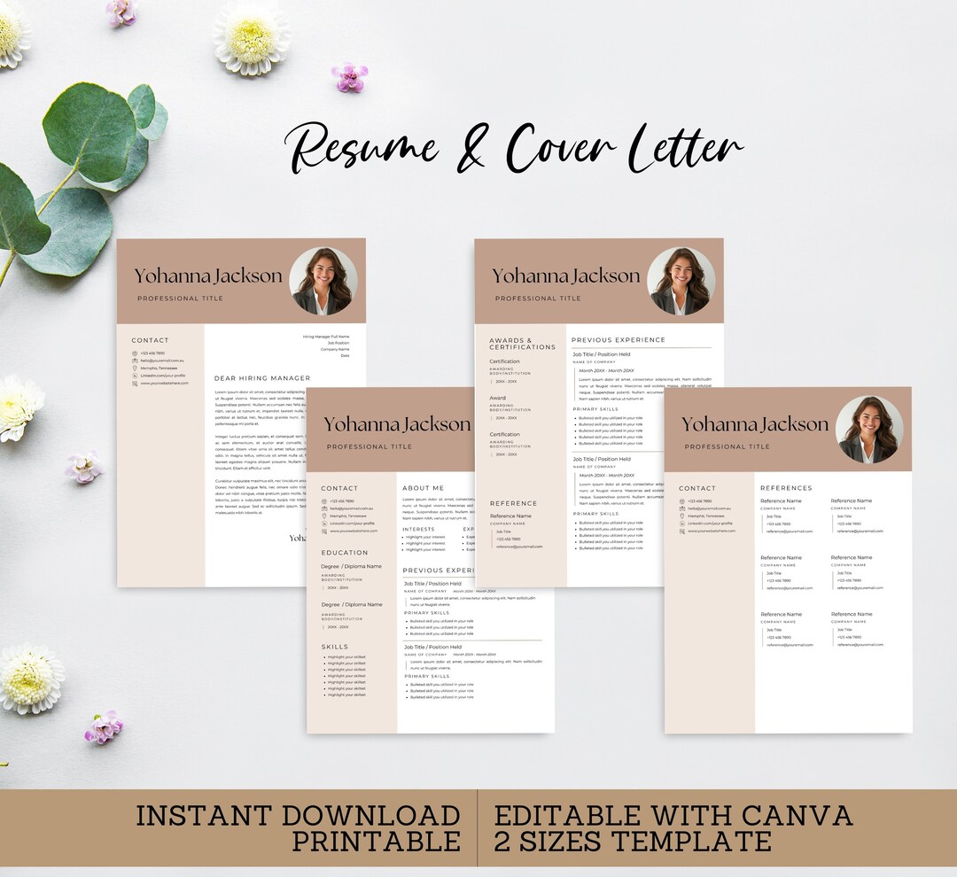 Resume & Cover Letter Modern Template, Professional Minimalist CV ...