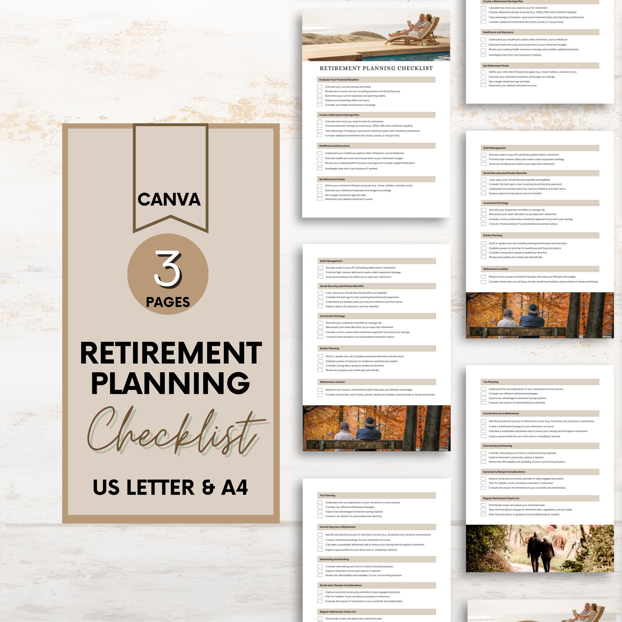 Retirement Planning Checklist Template, Retired Preparation, Organizer ...