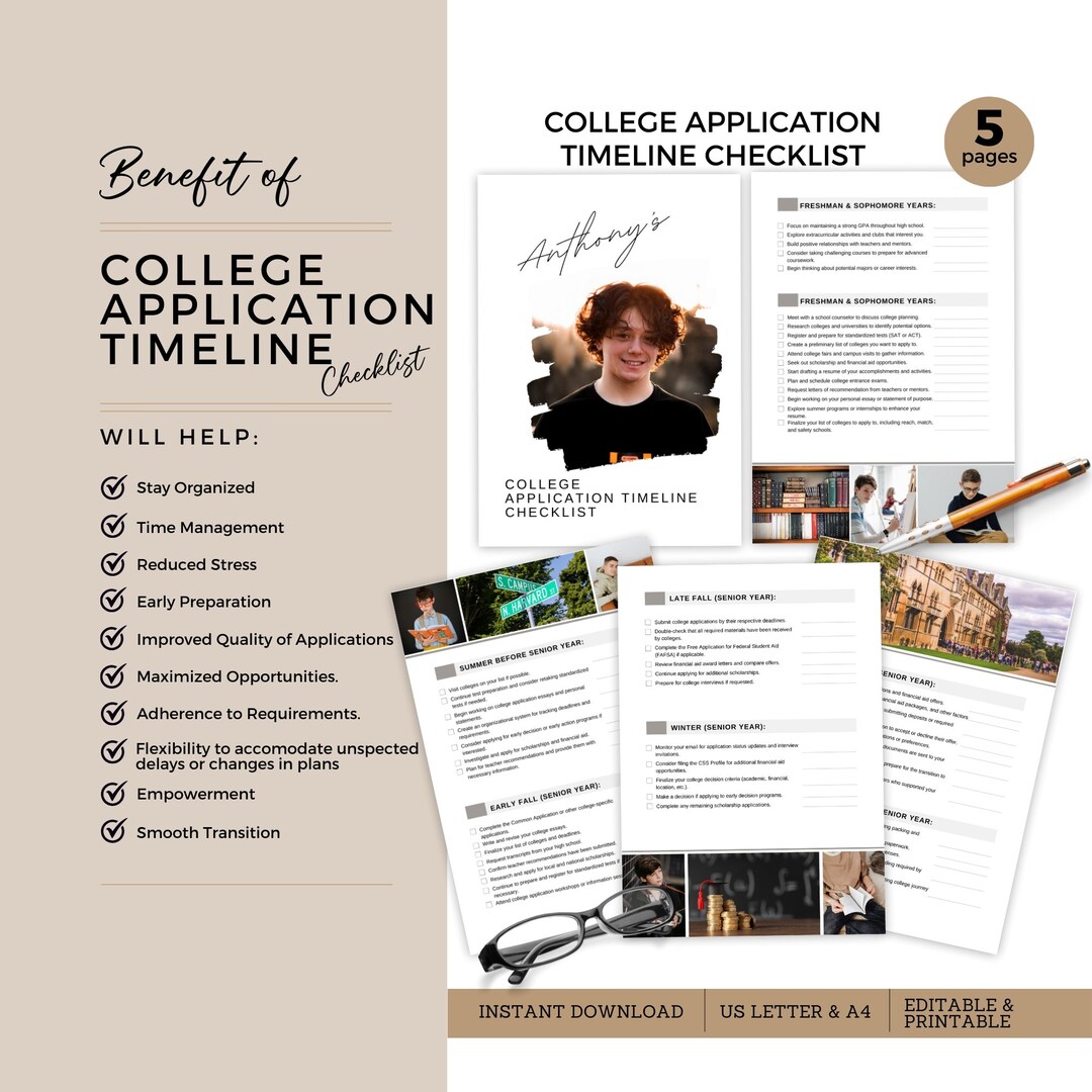 College Application Timeline Checklist Template, Teen Visual ...