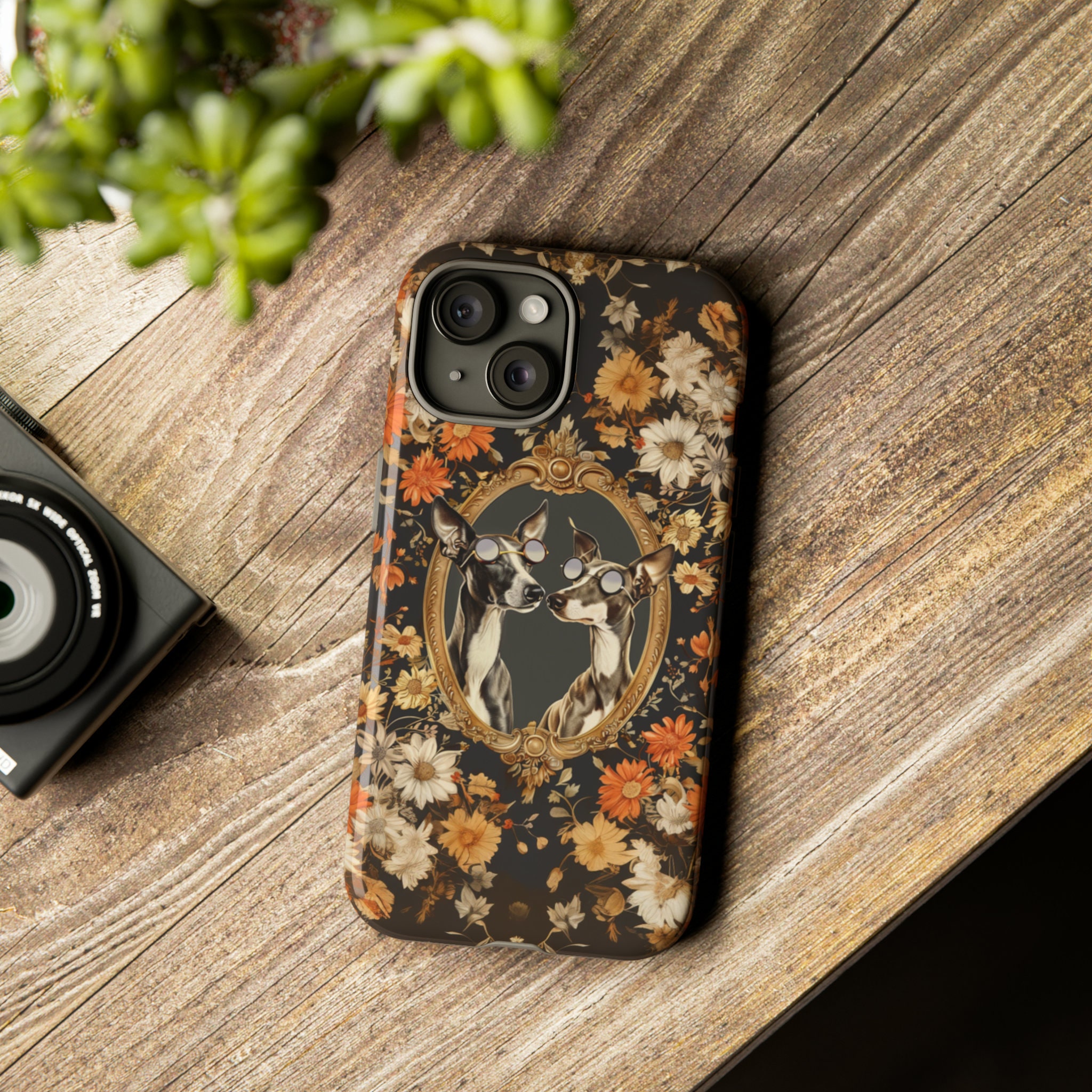 Cute Phone Case | Victorian Florals and Adorable Greyhounds With ...