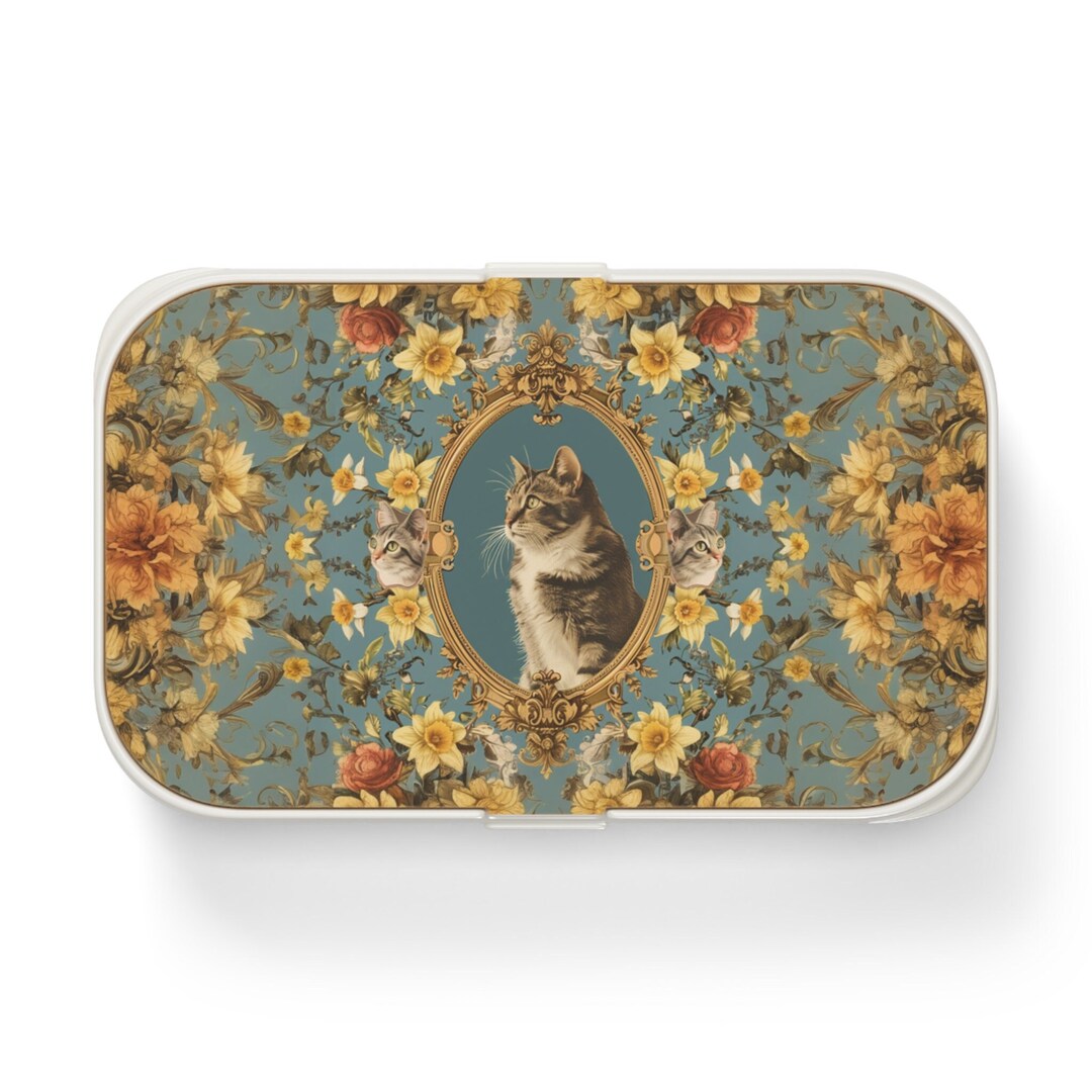 Bento Lunch Box | Cats and Daffodils Adorable Gift for Spring and Cat ...