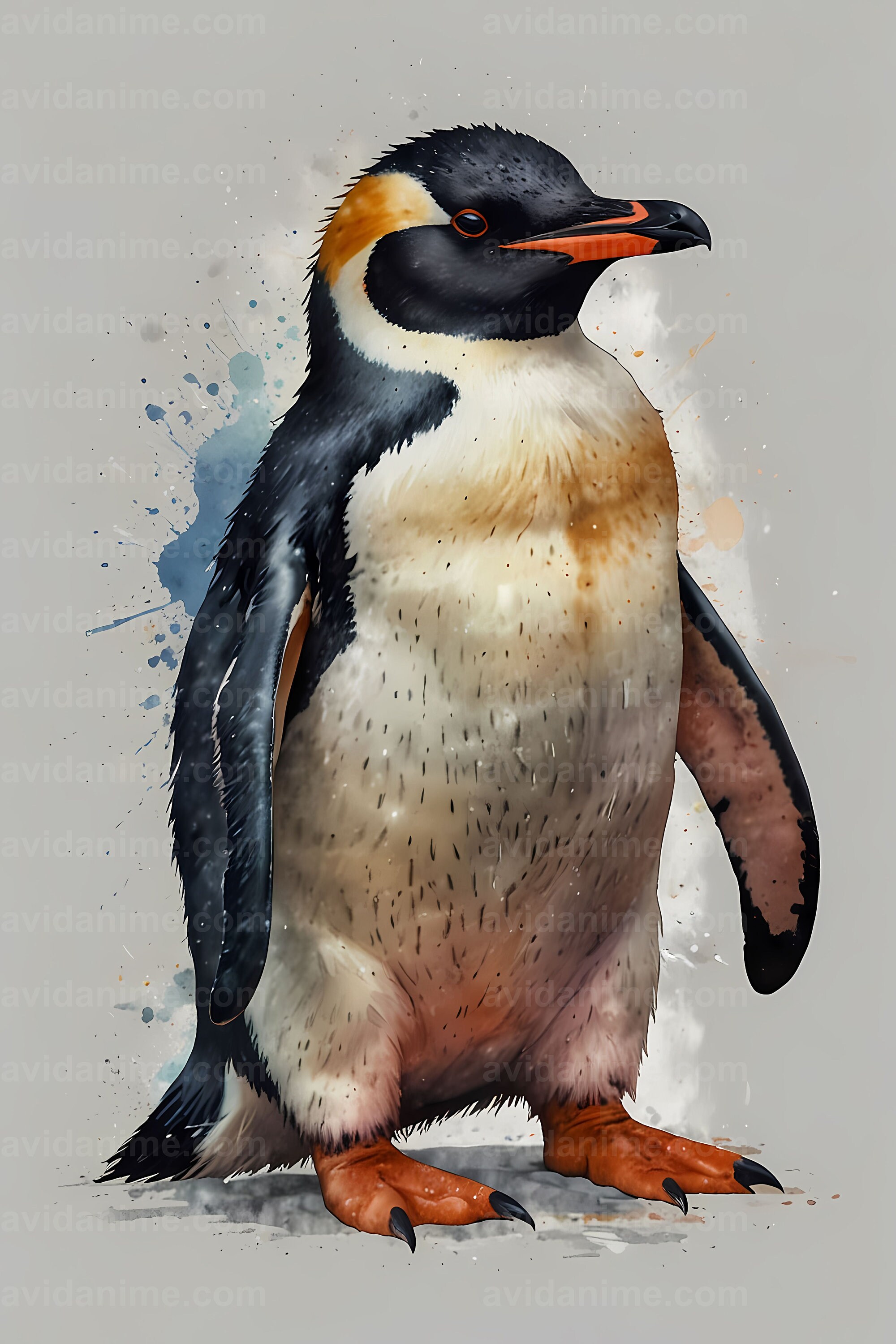 5 Penguin Pack - 3D Watercolor - Instant Download, Digital Image, Paper ...
