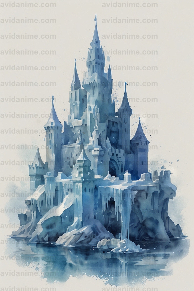 5 Ice Castle Pack - 3D Watercolor - Instant Download, Digital Image ...