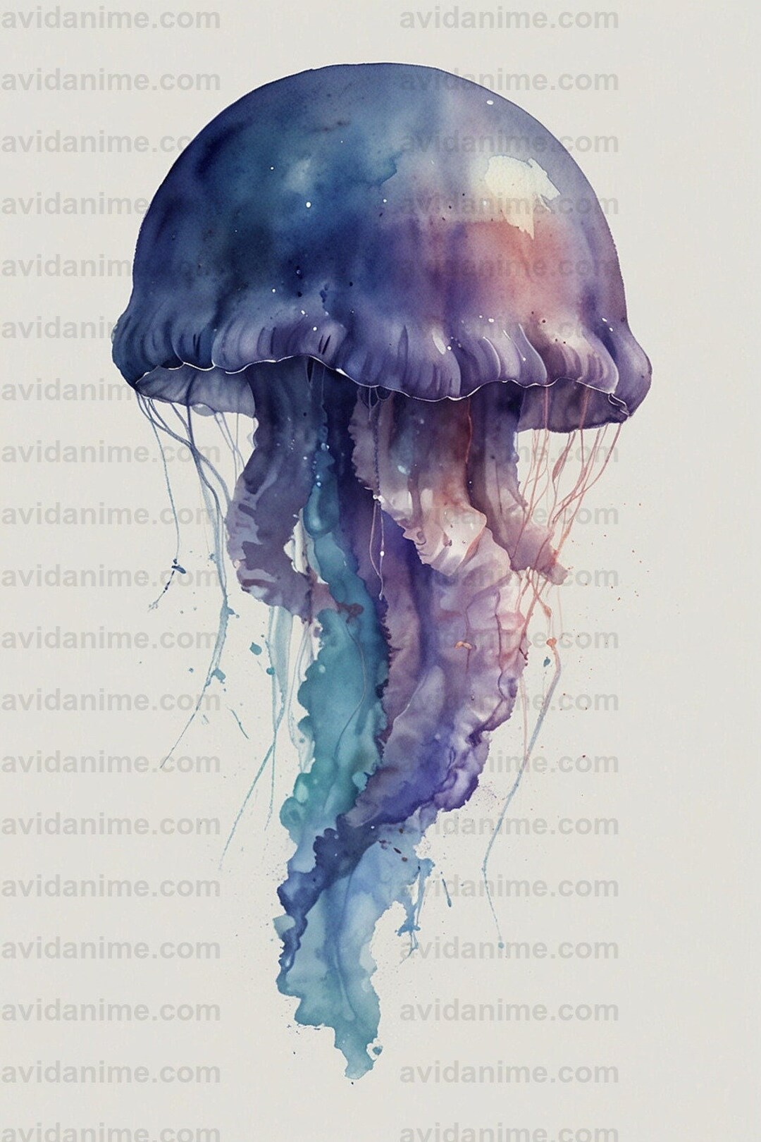 5 Jellyfish Pack - 3D Watercolor - Instant Download, Digital Image ...