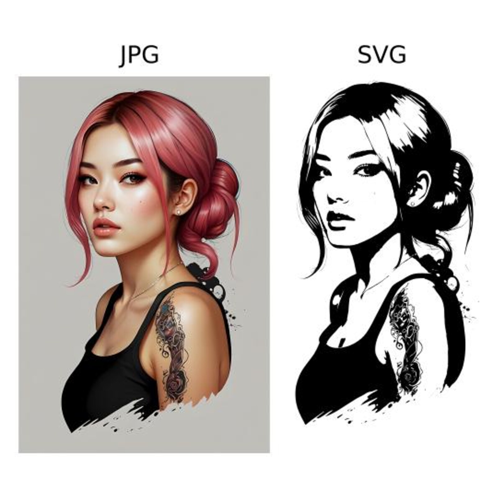 BEAUTIFUL ASIAN WOMAN, Realistic Style V21, Svg File, Jpg File ...