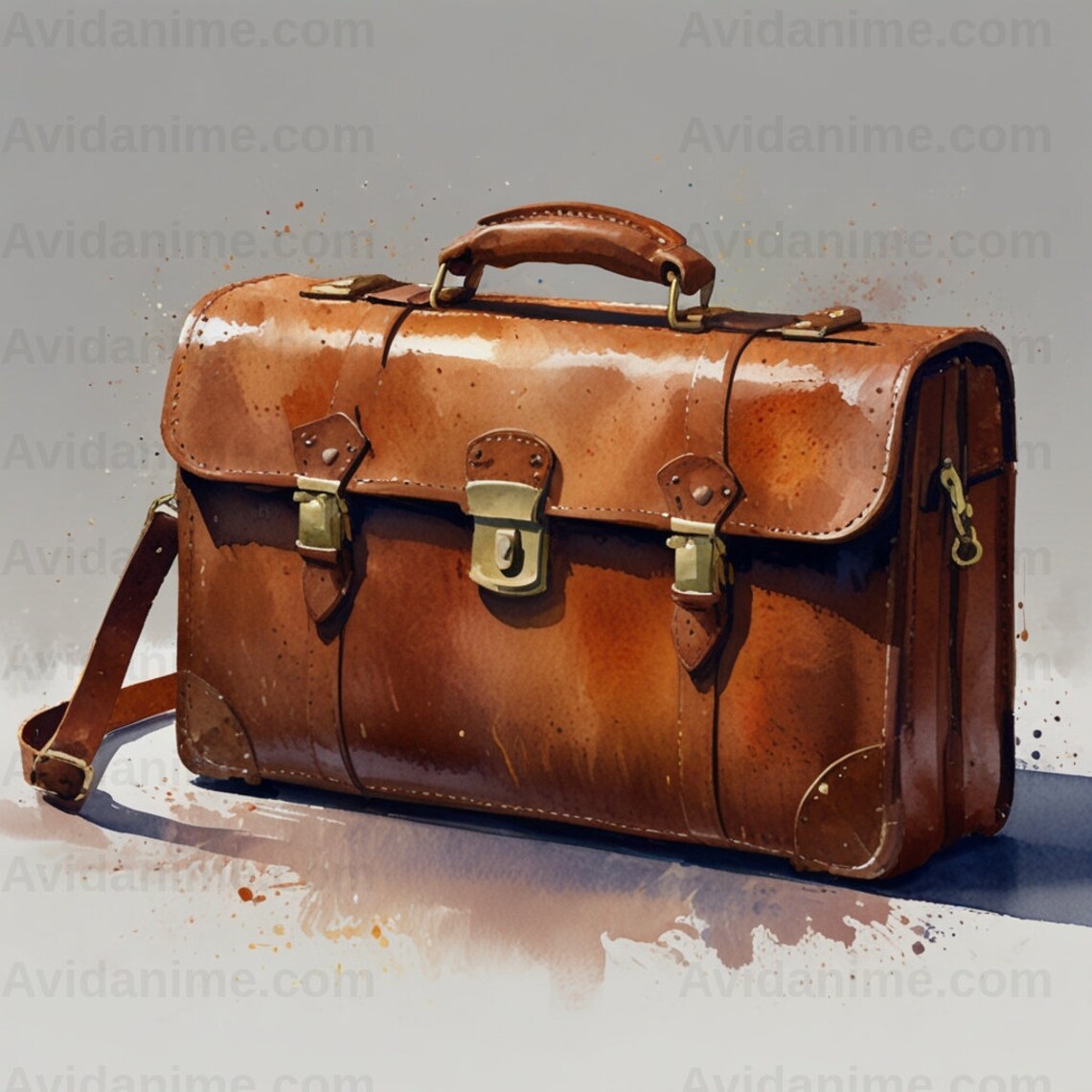 5 Briefcase Pack 3D Watercolor HD, Instant Download, Digital Image ...