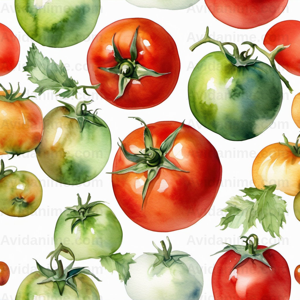 5 Tomato Pack - Classic Watercolor - HD, Instant Download, Digital ...