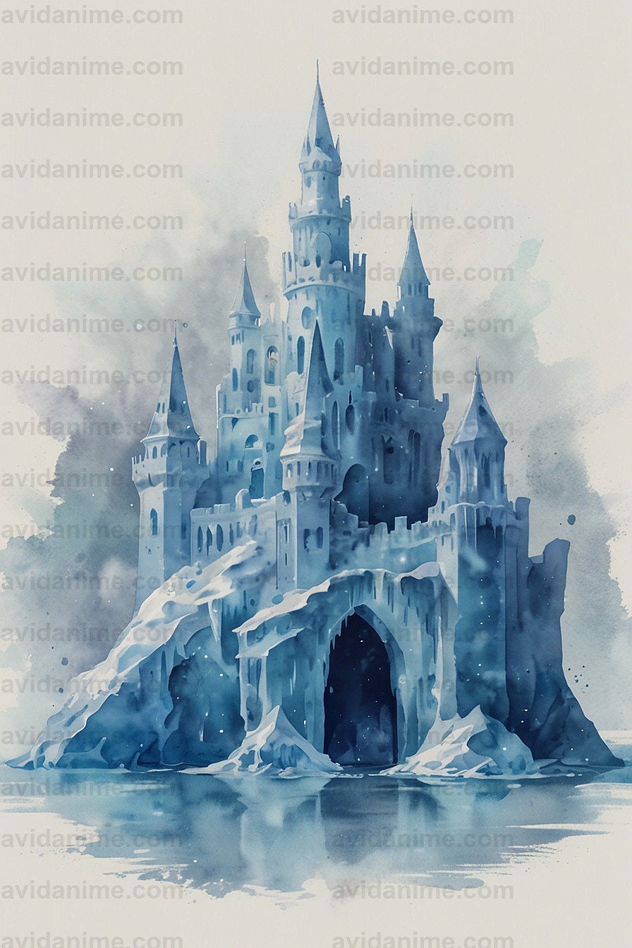 5 Ice Castle Pack - 3D Watercolor - Instant Download, Digital Image ...