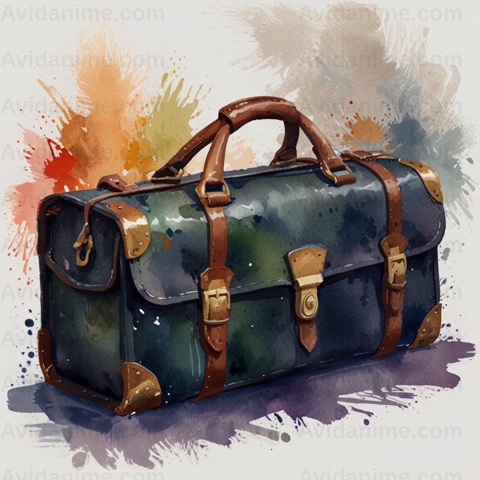 5 Briefcase Pack - 3D Watercolor - HD, Instant Download, Digital Image ...