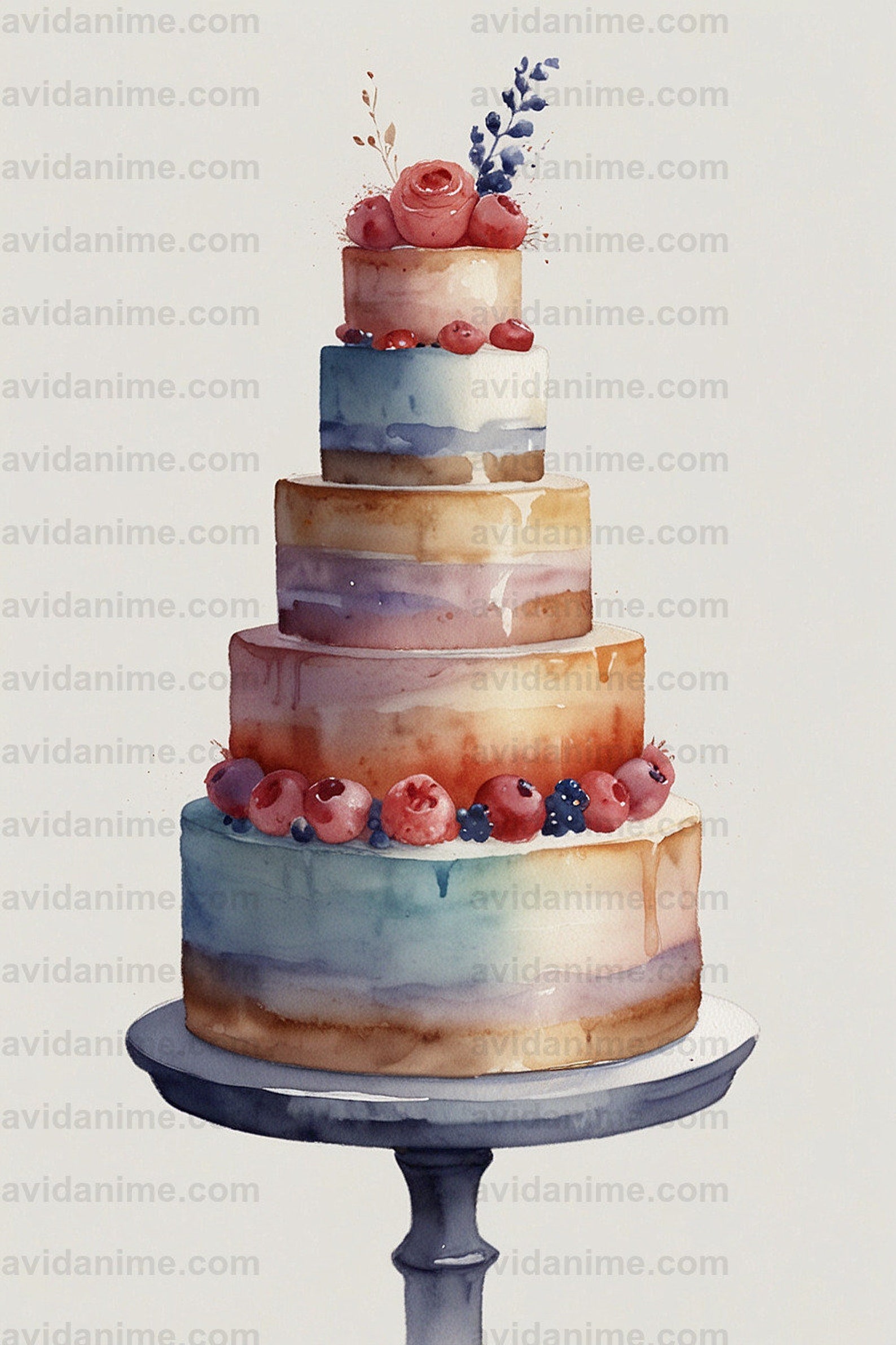 5 Wedding Cake Pack - 3D Watercolor - Instant Download, Digital Image ...
