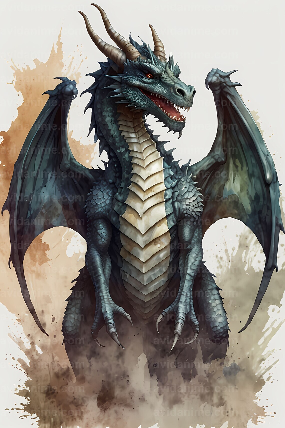 5 Dragon Pack - 3D Watercolor - Instant Download, Digital Image, Paper ...