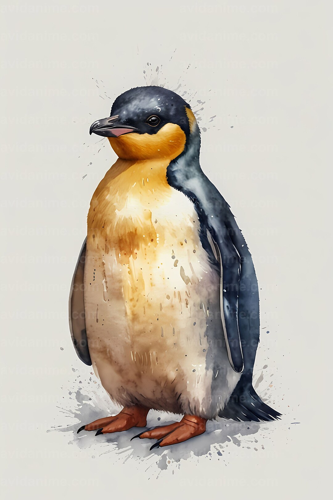 5 Penguin Pack - 3D Watercolor - Instant Download, Digital Image, Paper ...