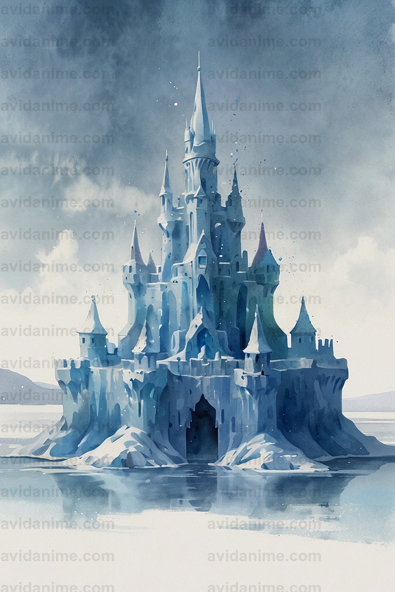 5 Ice Castle Pack - 3D Watercolor - Instant Download, Digital Image ...