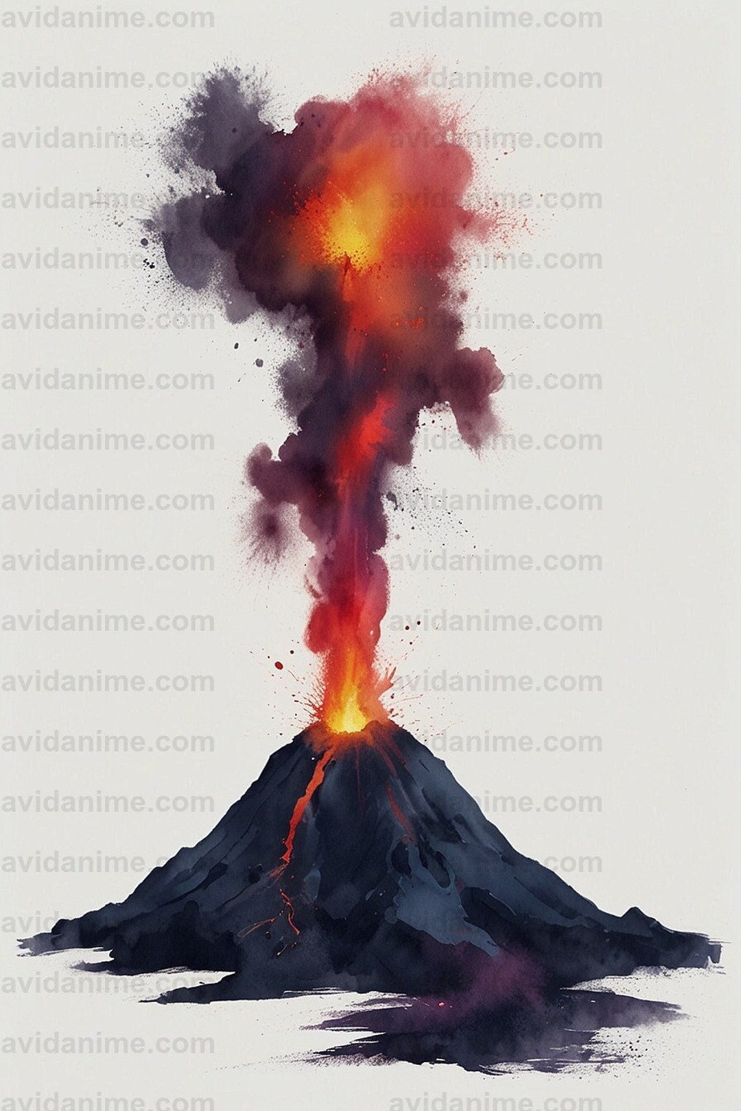 5 Volcano Pack 3D Watercolor Instant Download, Digital Image, Paper ...