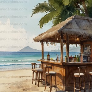 5 Tropical Beach Bar Pack - 3D Watercolor - Instant Download, Digital ...