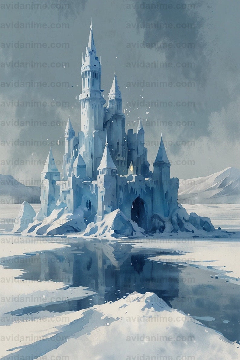 5 Ice Castle Pack - 3D Watercolor - Instant Download, Digital Image ...