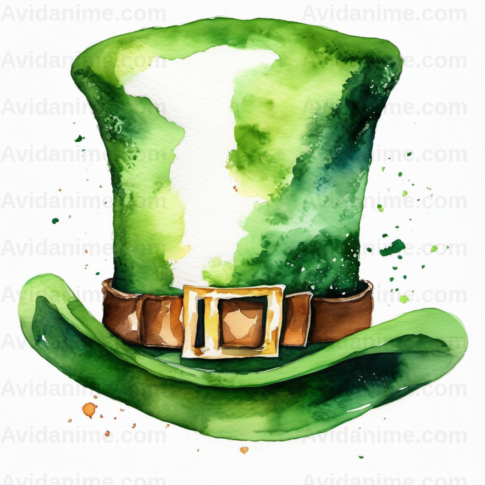 5 St. Patrick's Day Leprechaun Hat Pack - Classic Watercolor - HD ...