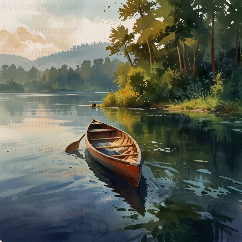 5 Canoe Pack - 3D Watercolor - HD, Instant Download, Digital Image ...