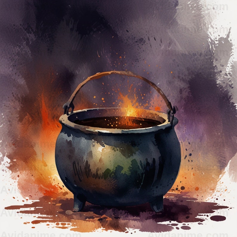 5 Cauldron Pack - 3D Watercolor - HD, Instant Download, Digital Image ...