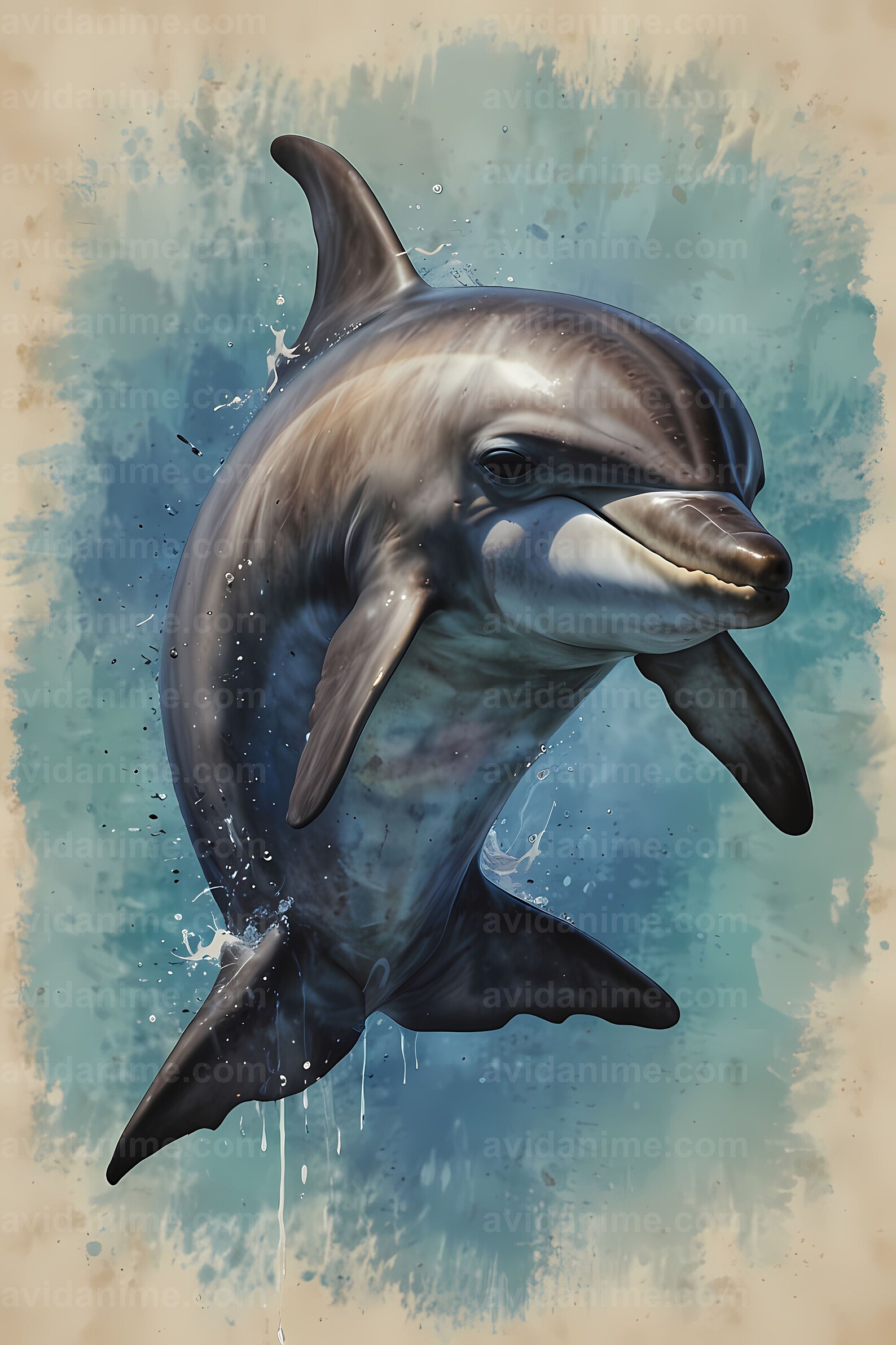 5 Dolphin Pack - 3D Watercolor - Instant Download, Digital Image, Paper ...
