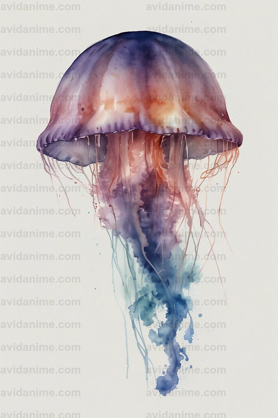 5 Jellyfish Pack - 3D Watercolor - Instant Download, Digital Image ...