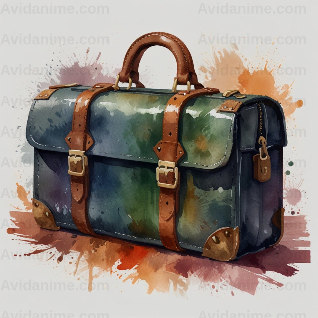 5 Briefcase Pack - 3D Watercolor - HD, Instant Download, Digital Image ...